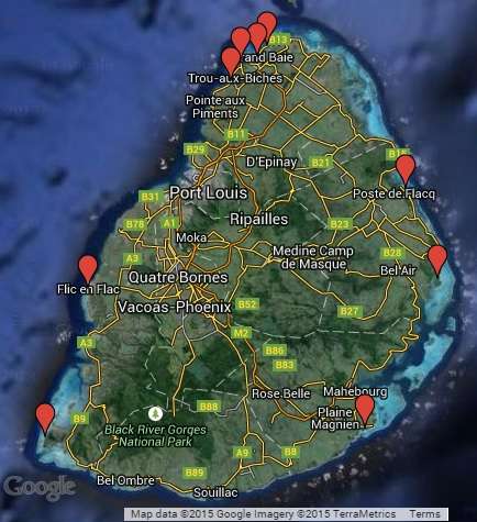 Mauritius Beach Map - Best Beaches for Swimming